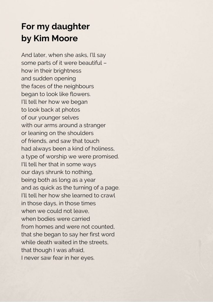 For my daughter by Kim Moore – Ledbury Poetry Festival